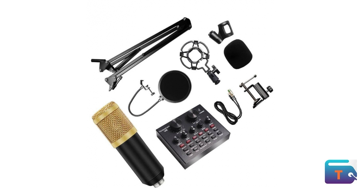 Pro Condenser Microphone Kit with V8 Sound Card Gold | TAKEYT | Online ...